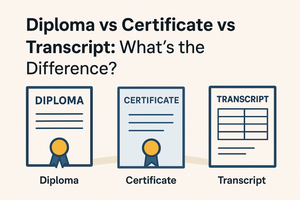 Diploma vs Certificate vs Transcript: What's the Difference? - Diploma ...